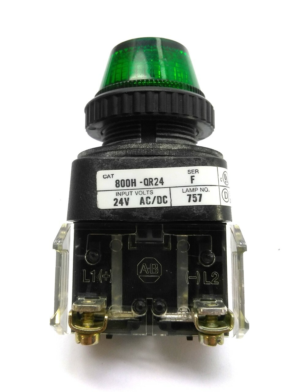 Allen Bradley 800H-QR24G Series F Green Pilot Light, 24VAC/DC *Missing ...