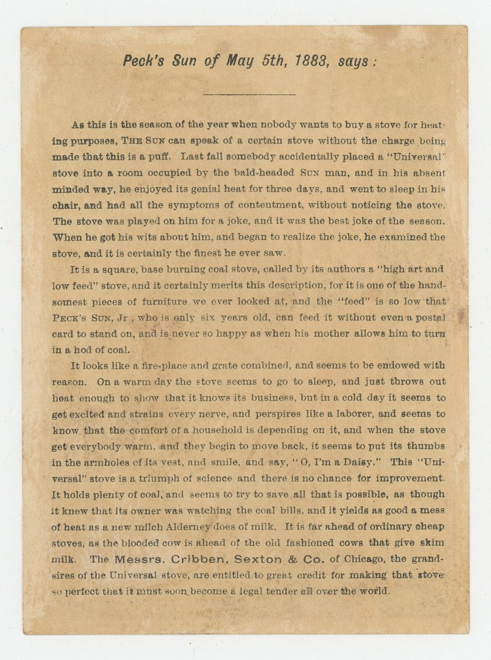 Universal Stove Heat Ignites Shotgun Family Blown Off Feet 1880's Trade ...