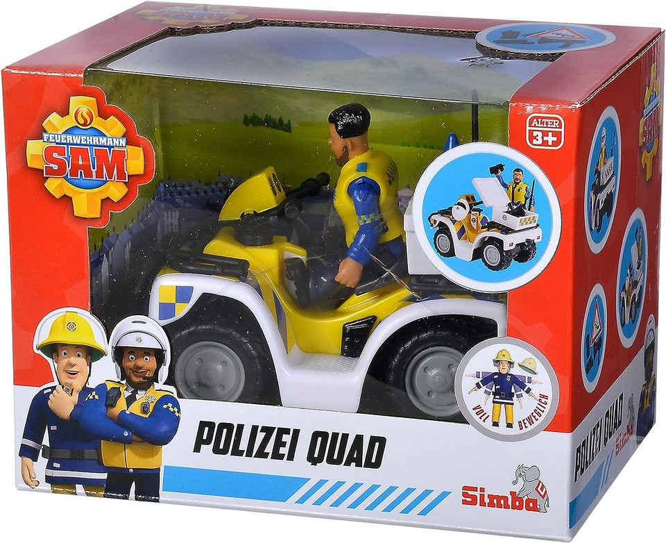 Simba 109251093 Fireman Sam Police Quad with Malcolm Figure, with ...