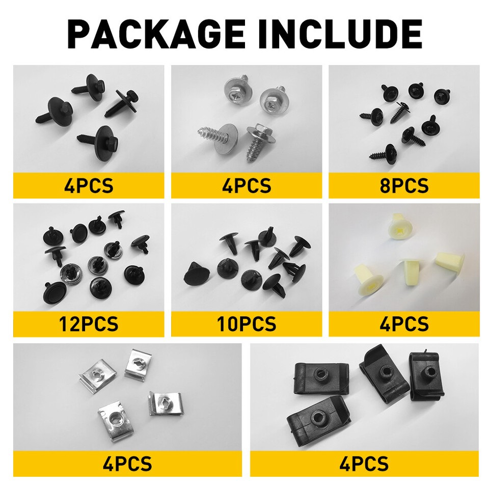 50x Bolts Body & U-nut Clips-M6 Under Engine Cover Splash Shield Guard ...
