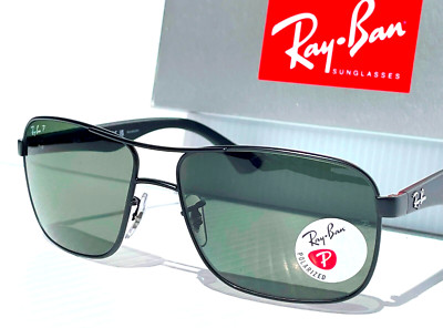 NEW Ray Ban Matte Black POLARIZED Gray Green Lens Sunglass RB3516 006 ...