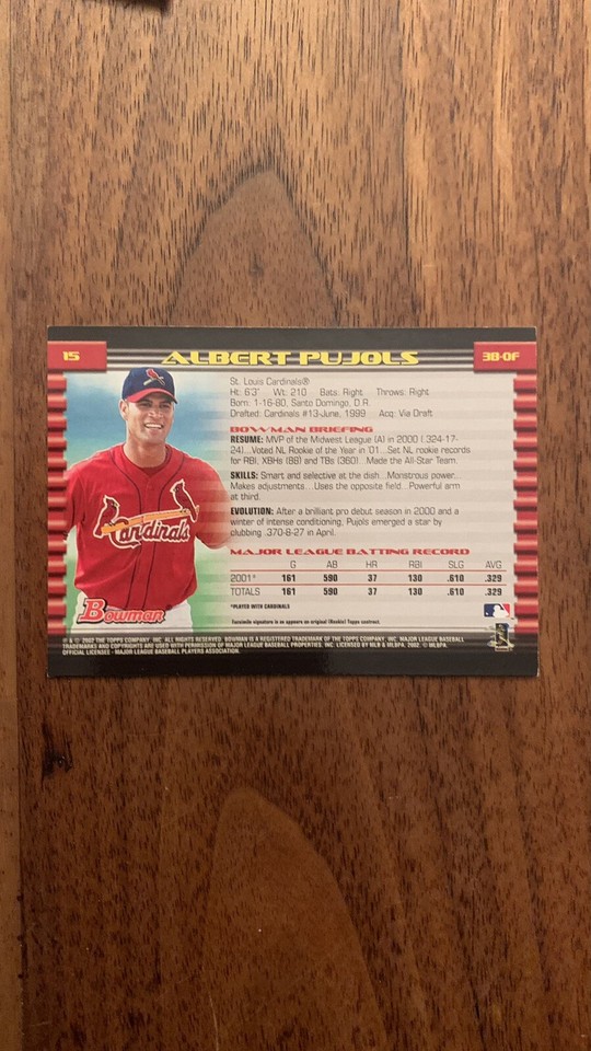 2002 Bowman Baseball #15 Albert Pujols St Louis Cardinals | eBay