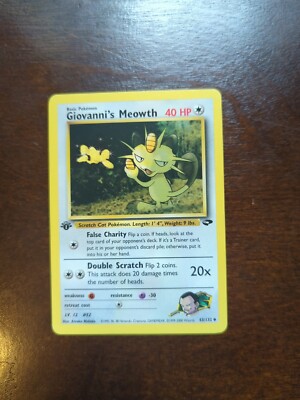 1st Edition Giovanni's Meowth Gym Challenge 43/132 WotC vintage Pokemon ...