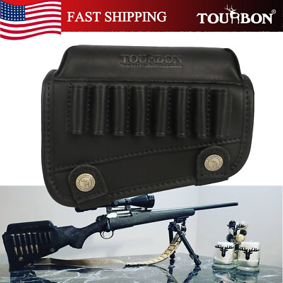 TOURBON Leather Shooting Rifle Cheek Rest Comb Riser Ammo Holder Cover ...