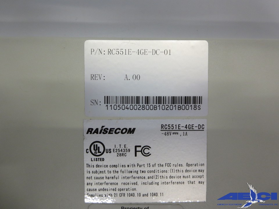 RAISECOM RC551E-4GE-DC-01 RAISECOMM MEDIA CONVERTER DEMARCATION DEVICE ...
