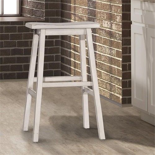 Home Square 29" Transitional Engineered Wood Bar Stool in Sea White ...