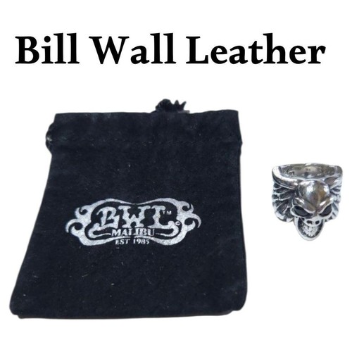 BWL Bill Wall Leather Wing with Good Luck Skull Ring Stone Eyes US 3.5 ...