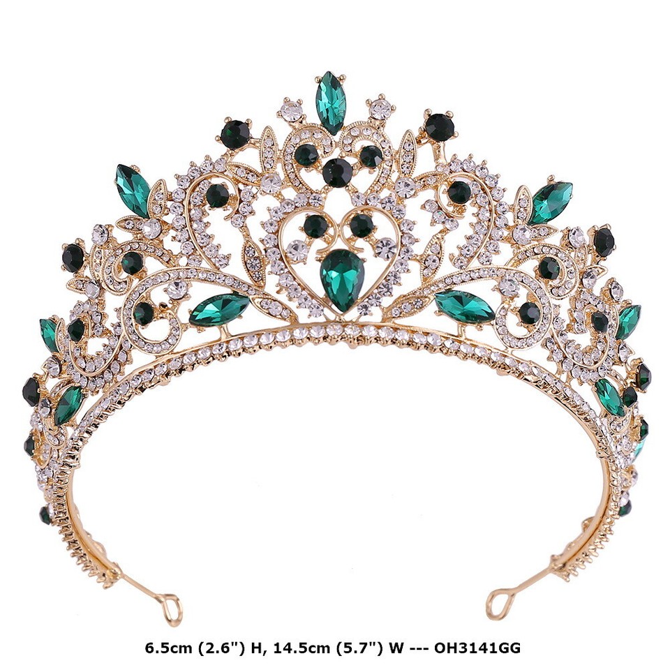 55 Styles Green Crystal Queen Princess Tiara Crown Wedding Princess For ...