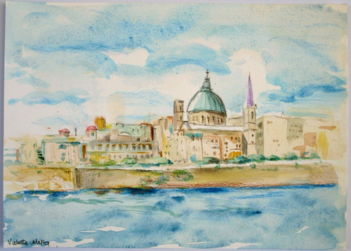Grace Larner (1926-2022) Valletta Malta Watercolour on textured paper ...