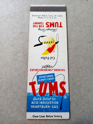Vintage Matchbook: Tums For The Tummy, Col-Fuller Fishing Fly | eBay