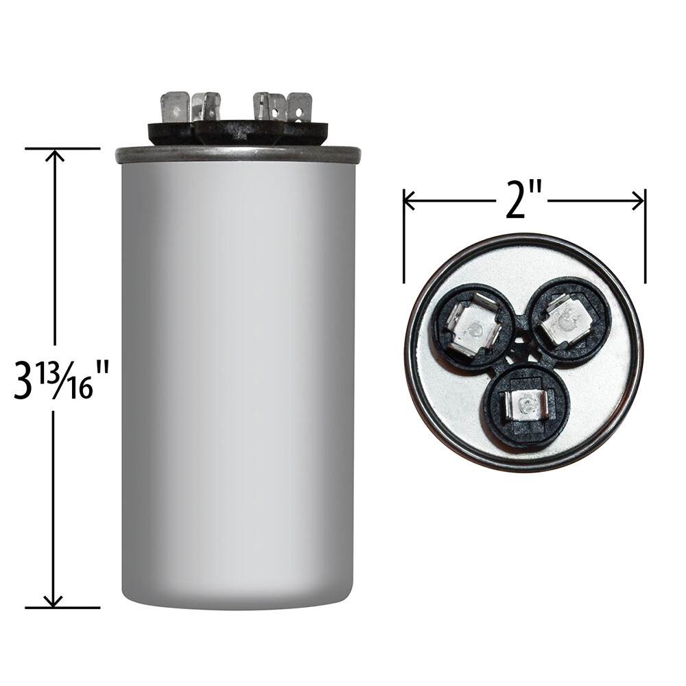 45 5 UF MFD 370 440 VAC Round Dual Capacitor 12788 Replaces C3455r ...