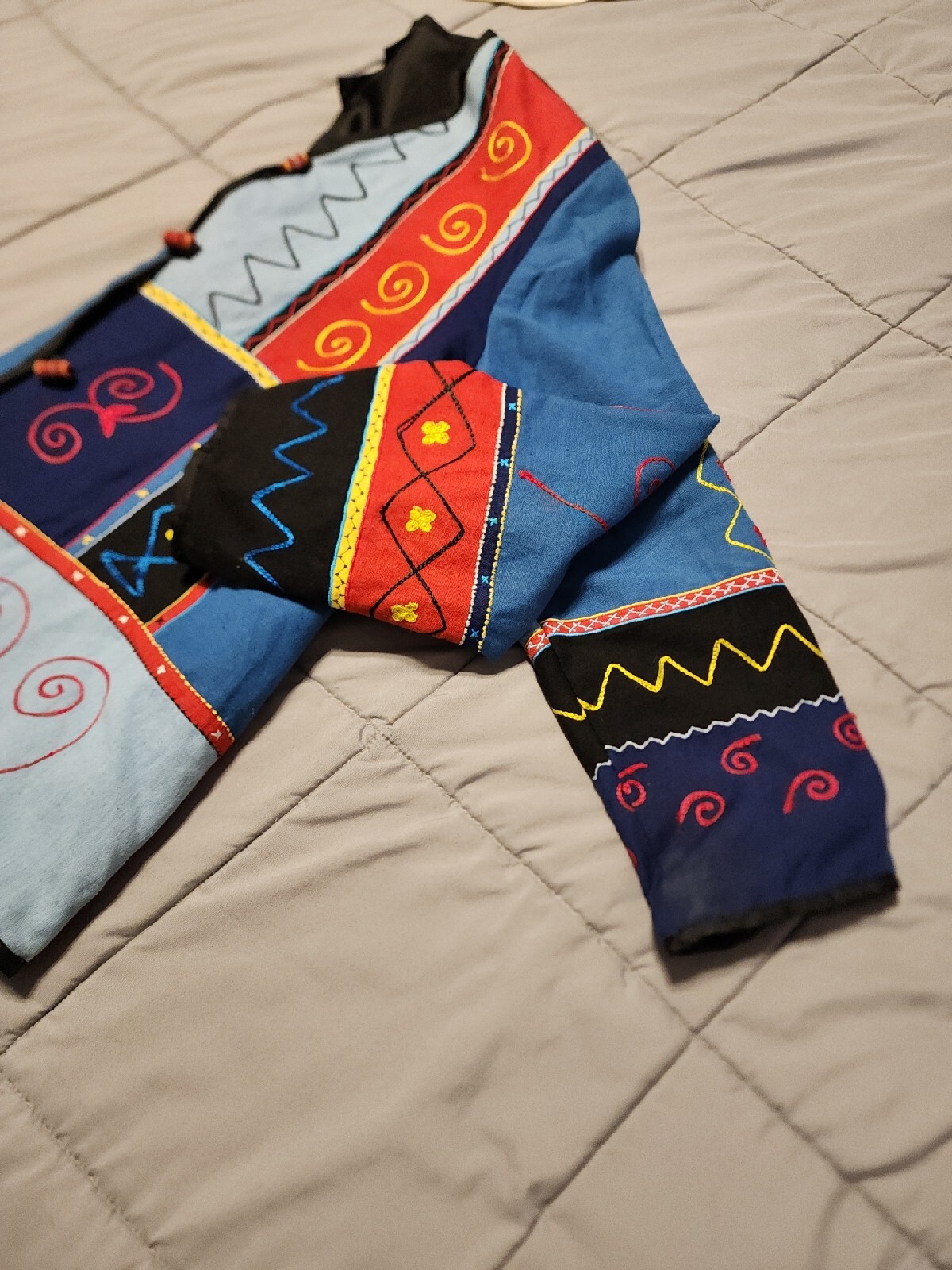 Indigo Moon Jacket Wearable Art Linen Blend Embroider… - Gem