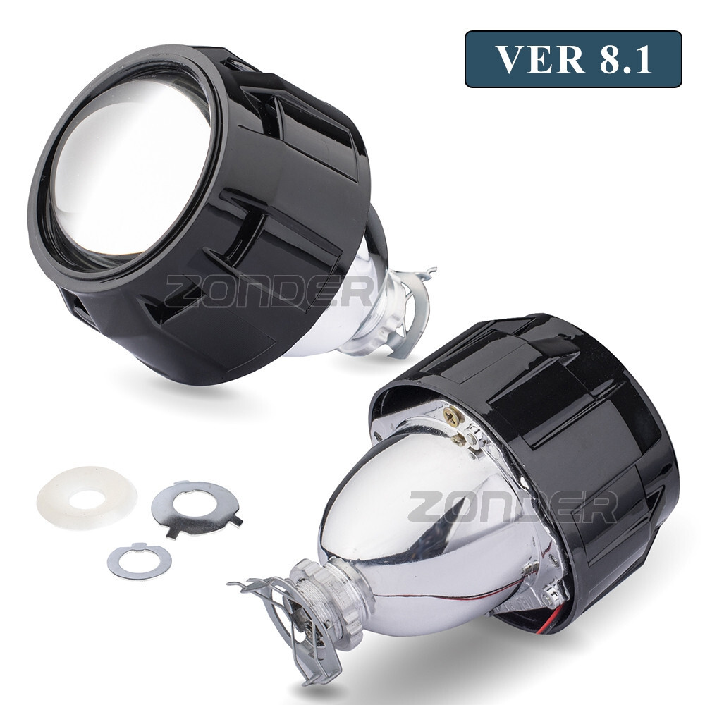 2.5" 8.1 Bi Xenon HID Projector Retrofit Headlight Lens +Shrouds DIY ...