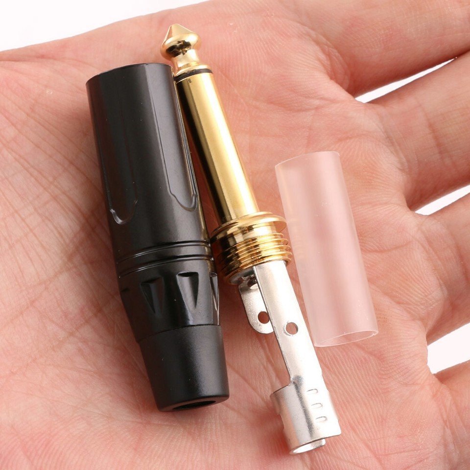 4PCS 1/4" 6.35mm Straight Guitar Silent Plug Gold Plated Mono Audio ...