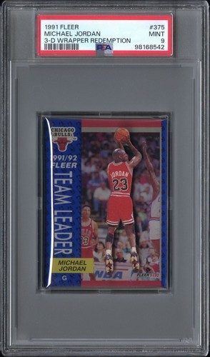 PSA 9 MICHAEL JORDAN 1991 Fleer 3D Acrylic Wrapper Redemption TEAM ...