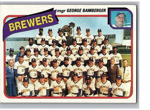 1980 Topps Baseball Card Single - #659 Brewers Team Checklist George ...