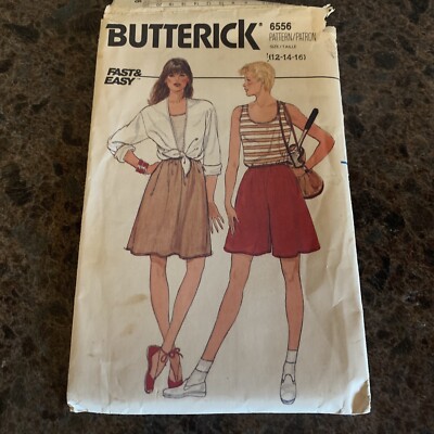 6556 Vintage Butterick Sewing Pattern 12,14,16 Top Skirt Culottes Cover ...