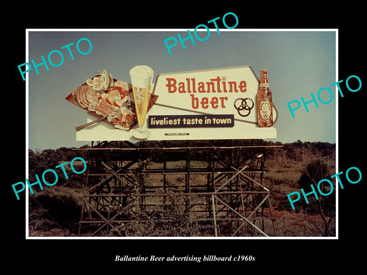 OLD 8x6 HISTORIC PHOTO OF BALLANTINE BEER ADVERTISING BILLBOARD c1960s ...