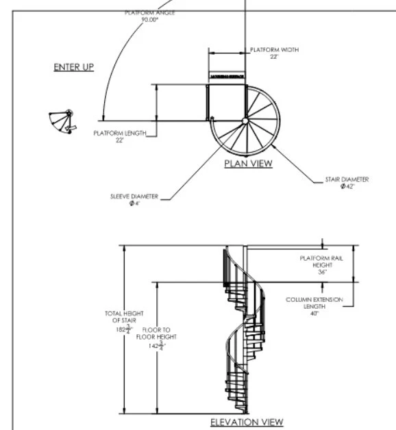 Spiral Staircase Plan Dimensions