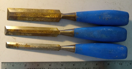 FOOTPRINT 3-Piece Socket Chisel Set SHEFFIELD ENGLAND- 1", 3/4" & 1/2 ...