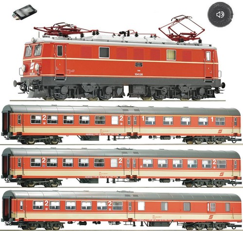 Roco ÖBB Rh 1041 SOUND + Mitteleinstiegswagen Ep4 NEU 73093 64425 27 28 ...