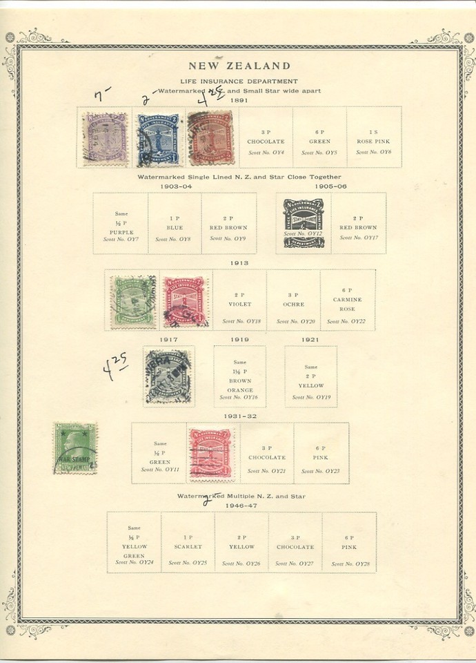 New Zealand lot of stamps from the 1910's to 1930's with better (1041 ...