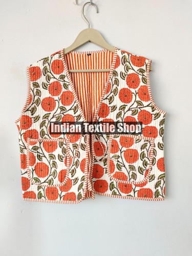 Handmade Winter Jacket Coat Sleeveless Flower Print Jacket Bohemian ...