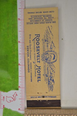 Vintage Matchbook Cover Roosevelt Hotel Denver Colorado 1940s 1950s Lz4 ...