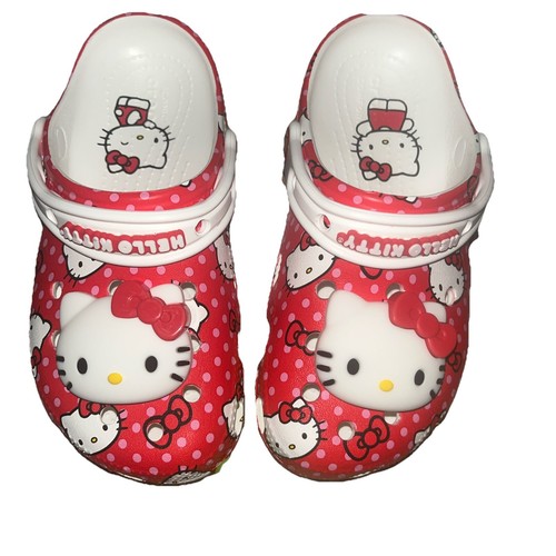CROCS KIDS' HELLO KITTY (RED) CLASSIC CLOG 210576-90H - BRAND NEW WITH ...