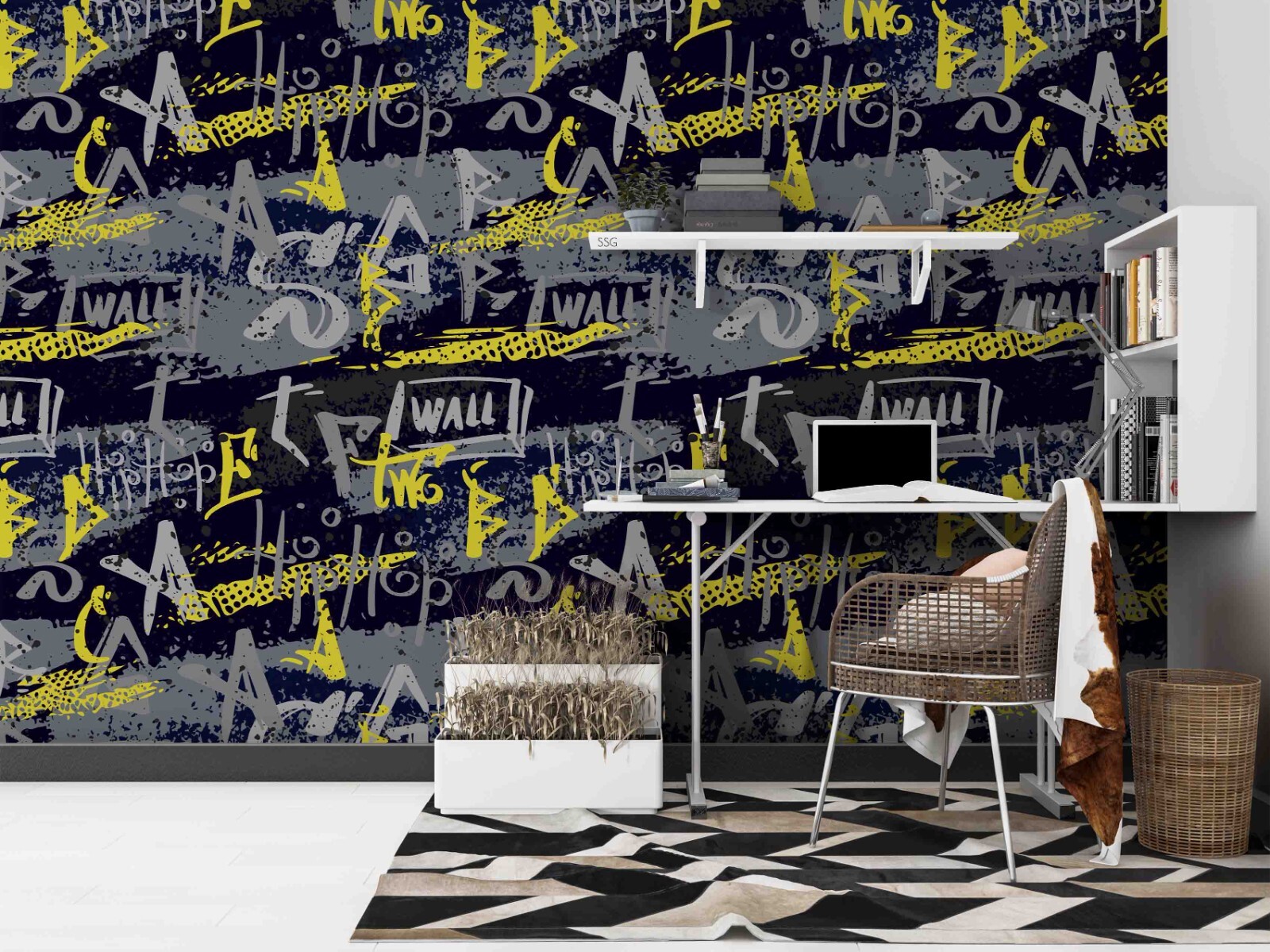 3D Graffiti Buchstaben rechteckig Tapete Wandgemälde Fototapete ...