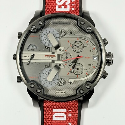 Diesel DZ7423 Mr Big Daddy 2.0 Men's 57mm Gun Metal Grey Watch & Red ...