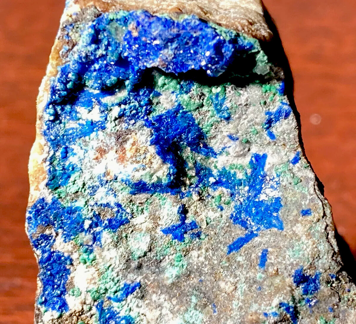 Blue LINARITE with Malachite ps Linarite - Mex-Tex Mine, Bingham, New ...