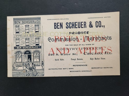 1800s antique BEN SCHEUER & CO PRODUCE chicago il COMMISSION MERCHANTS ...