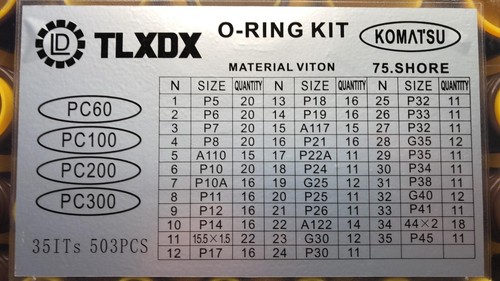 VITON O'RING KIT, TLXDX,503 PCS,35 ITEMS, KOMATSU PC60,100,200,300, 75 ...