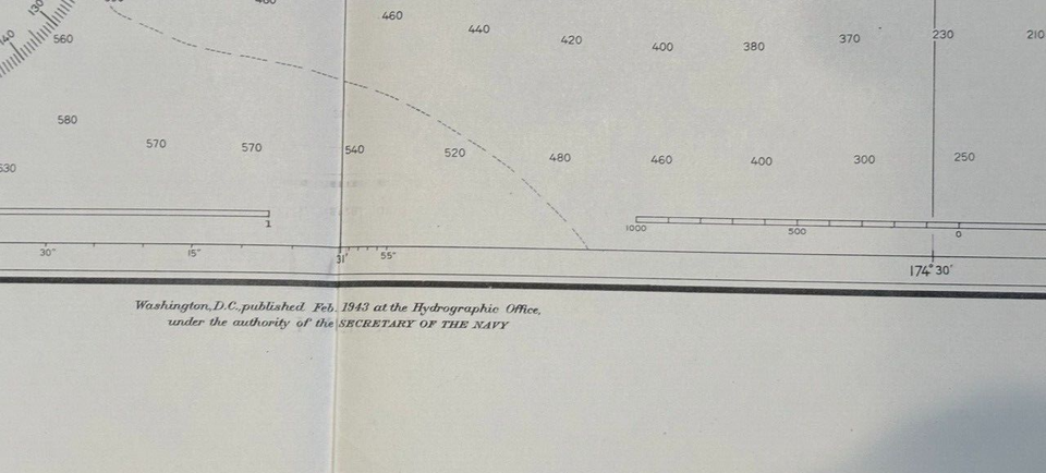 Vintage Hydrographic Chart Phoenix Islands South Pacific Ocean 1943 WW2 ...