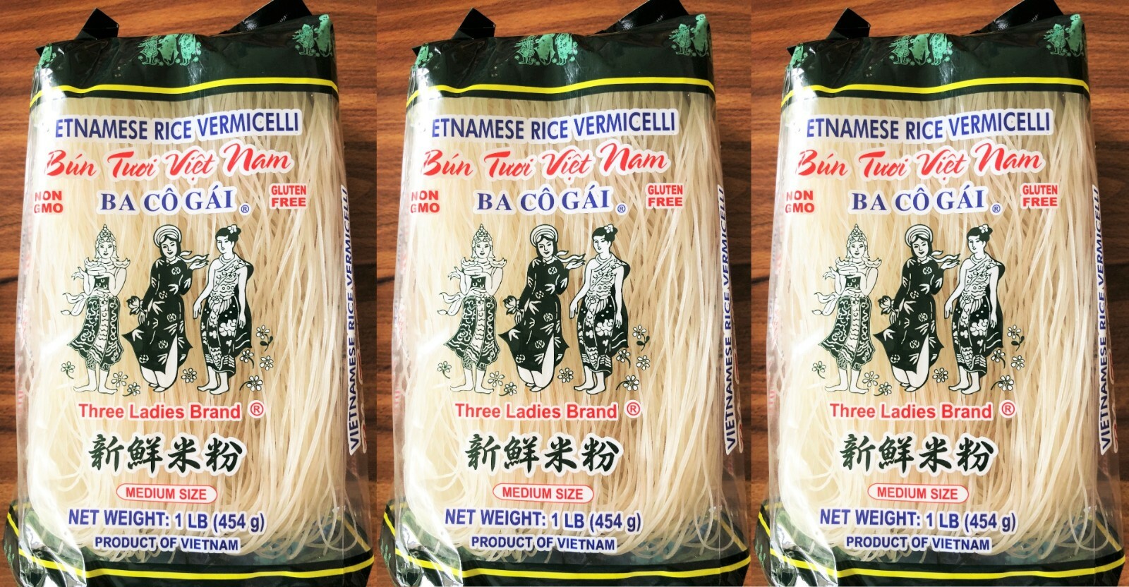 3 (packs) Three Ladie Rice Stick , Rice Vermicelli , Rice Noodle (Bun ...