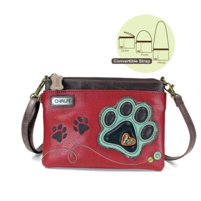Chala Mini Crossbody Handbag Purse Adjustable Strap - Teal Pawprint ...