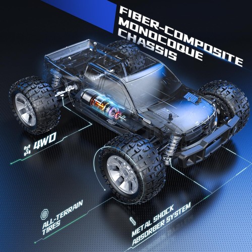 DEERC 9200E Large RC Car 48 KM/H 1:10 Scale 4WD 2.4GHz Off Road Monster ...