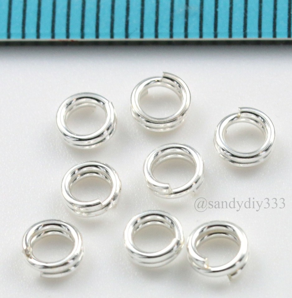 20x STERLING SILVER ROUND JUMPRING SPLIT JUMP RING 4mm 0.75mm 21GA ...