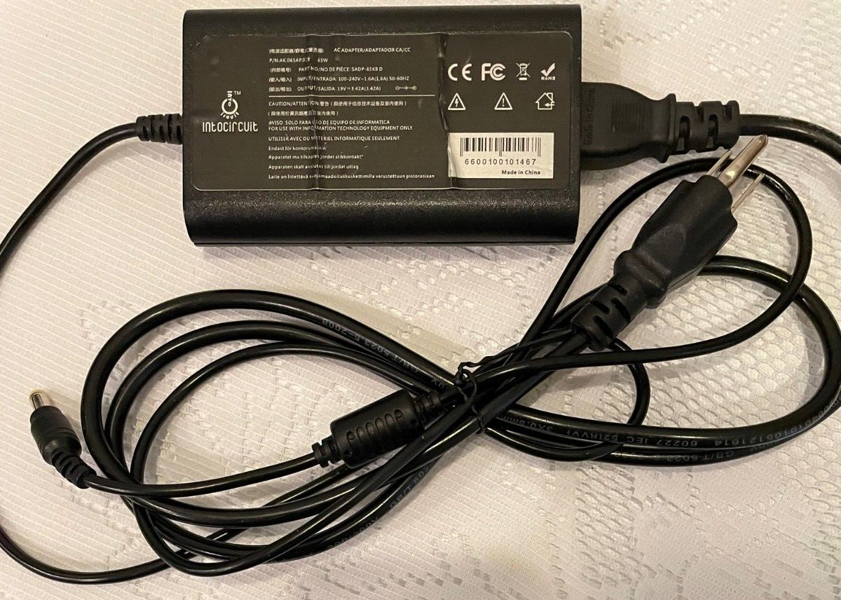 INTOCIRCUIT SADP-65KB D POWER 65W AC ADAPTER for Acer and others; round ...