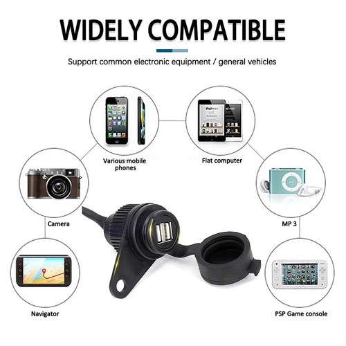 Dual USB Charger Plug Socket Adapter For YAMAHA 2021- MT-09 MT-07 ...