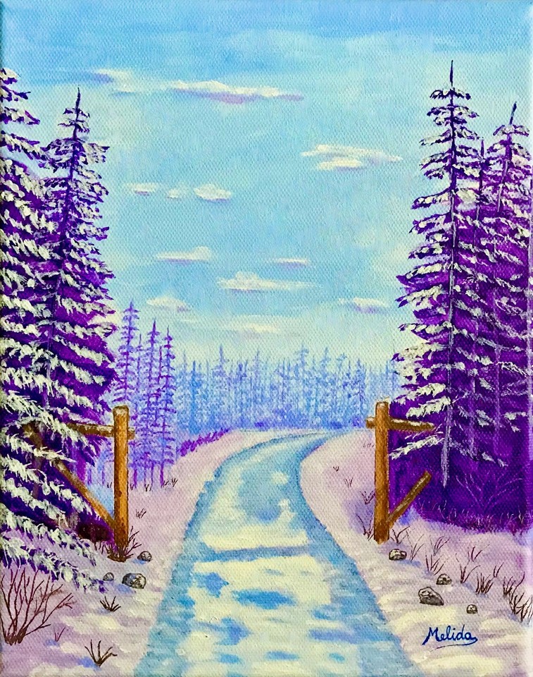 Winter Painting Winter Path Art, Snow Fine Print Snow Landscape ...