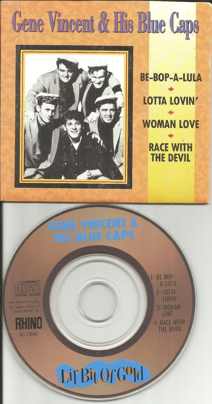 GENE VINCENT & HIS BLUE CAPS Lil Bit of Gold DISC 1988 MINI 3 INCH CD ...