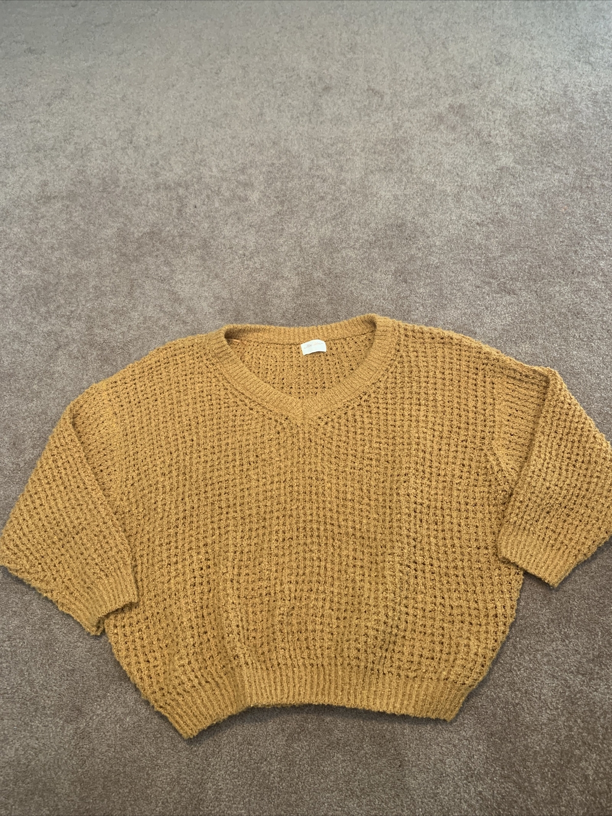 Womens Allie Rose Mustard Yellow Open Knit Pullover S… - Gem