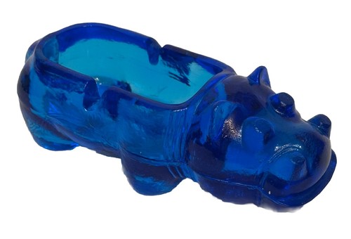 VTG BLUE GLASS HIPPO ~ KANAWHA HAND CRAFTED GLASSWARE ~ ASHTRAY Rare | eBay