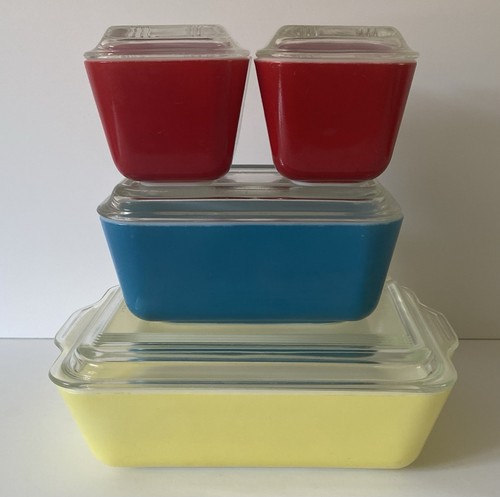 Retro Complete 8 Pc Pyrex Refrigerator Casserole Dish Set Primary ...