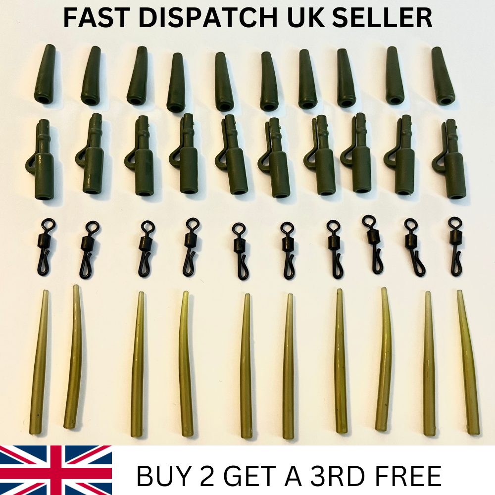 40pc Fishing Tackle Carp lead clips Quick Change swivels Anti Tangle ...