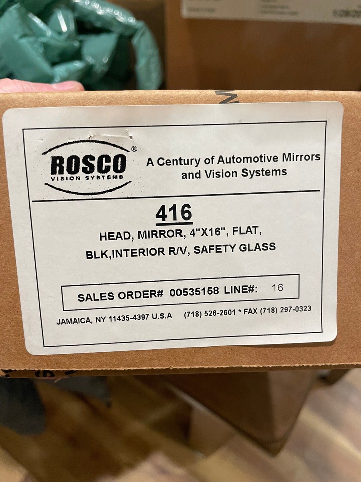 Rosco #416 4" X 16" Interior Safety Glass Rear Mirror with Ball Stud ...