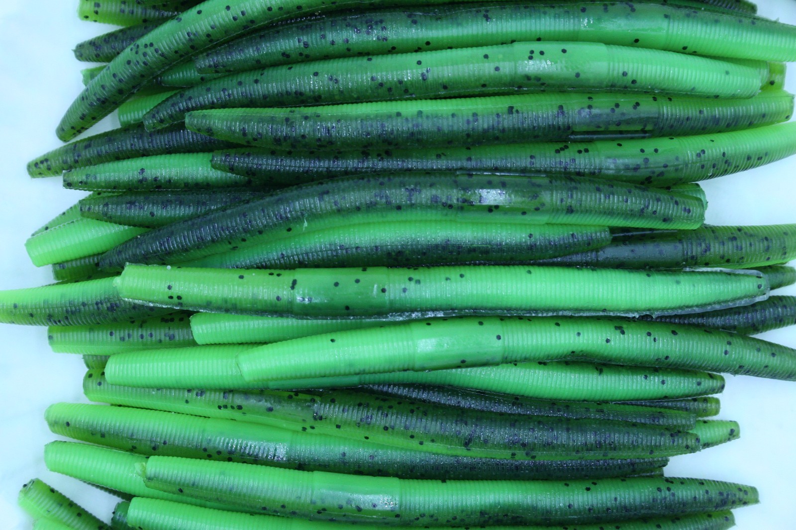 5" Watermelon / Chartreuse Stick Baits Wacky Plastic Worms Bass Fishing ...