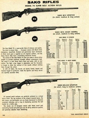 1975 Print Ad of Sako Model 74 M74 & Deluxe Super Bolt Action Sporter ...